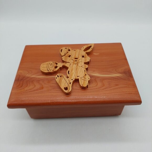 Handmade | Accents | Wooden Jewelry Trinket Box Easter Bunny Rabbit ...